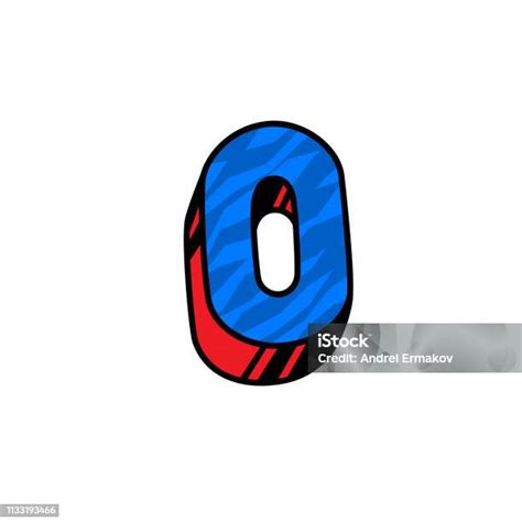 만화 스타일의 그림 0입니다 벡터 진한 파란색 선형 파란색 채우기로 윤곽선 도형 밝은 두께의 아라비아 숫자 대량 번호 패턴 채우기 0에 대한 스톡 벡터 아트 및 기타 이미지