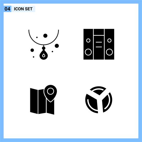 4 iconos de estilo sólido símbolos de glifo creativo signo de icono