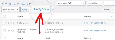 Viewing And Managing Spam Entries