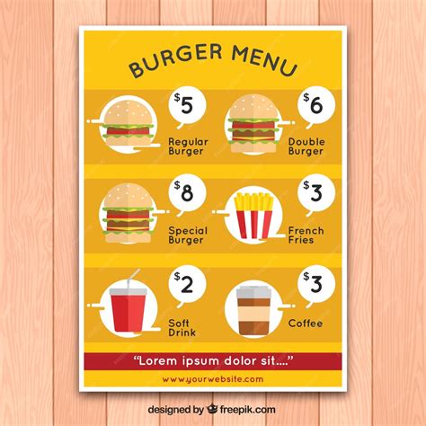 다양한 햄버거 메뉴 템플릿 무료 벡터