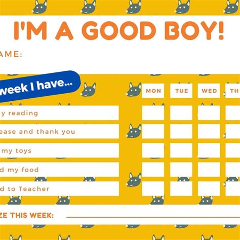Good Boy Chart Etsy