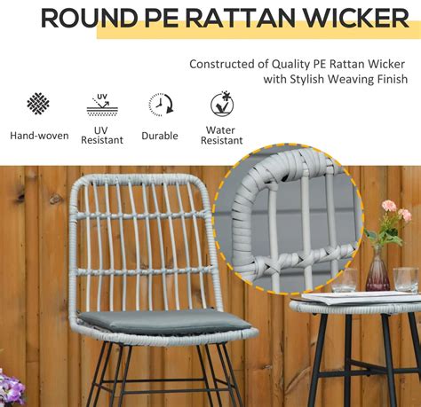 Outsunny Set Mobilier Grădină 3 Piese din Ratan Salon Exterior cu