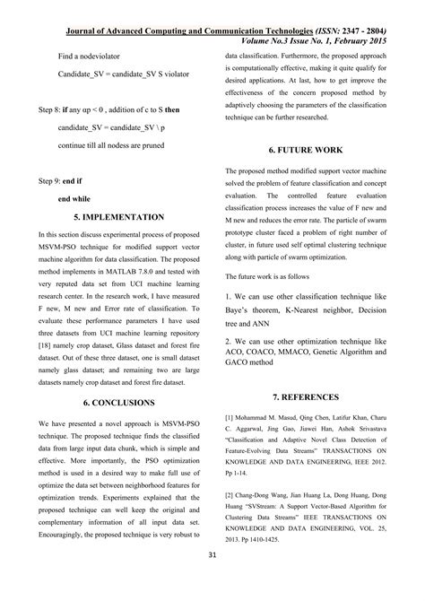 A Survey Of Modified Support Vector Machine Using Particle Of Swarm