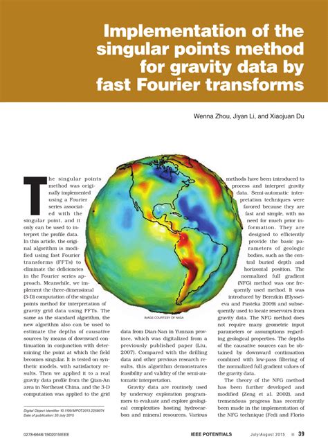 Pdf Implementation Of The Singular Points Method For Gravity Data By
