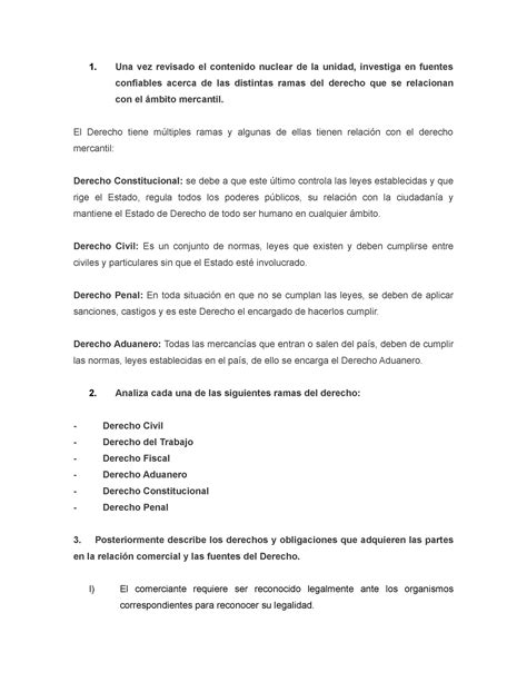 Normatividad A Acitividad Una Vez Revisado El Contenido Nuclear De La Unidad Investiga