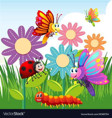 Different Types Insects In Garden Royalty Free Vector Image
