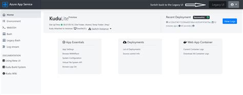 using newui azure app service kudulite github wiki