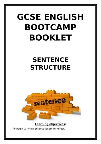 English Bootcamp Gcse Booklet Teaching Resources