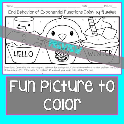 Winter Exponential Functions End Behavior Color By Number Worksheet