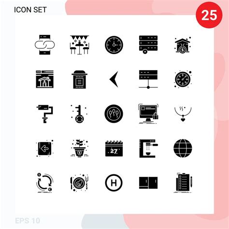 Stock Vector Icon Pack Of 25 Line Signs And Symbols For House Data Outdoor Cancel Stopwatch