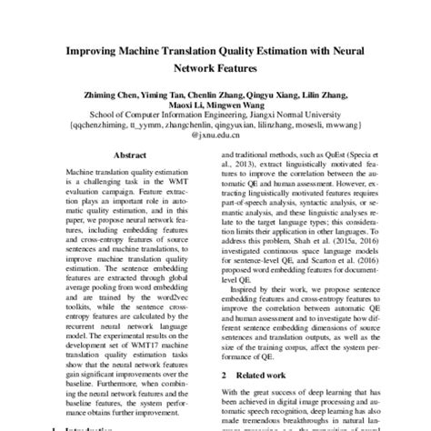 Improving Machine Translation Quality Estimation With Neural Network