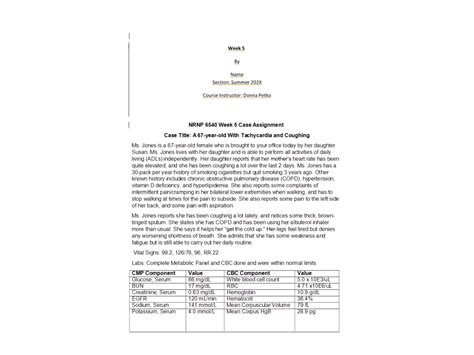 Nrnp 6540 Week 5 Assignment Assessing Diagnosing And Treating