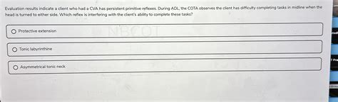 Solved Evaluation Results Indicate A Client Who Had A Cva