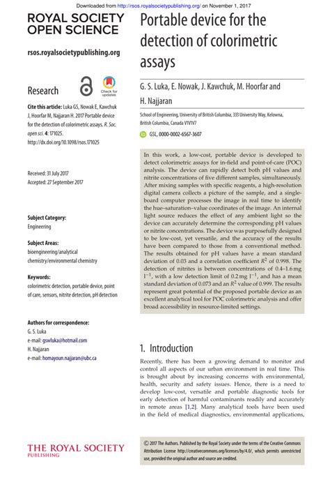 Pdf Portable Device For The Detection Of Colorimetric Assays