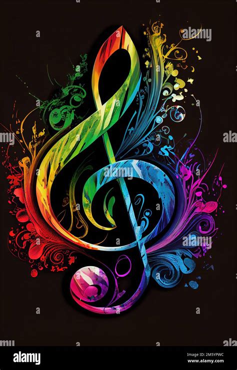 Colorful Treble Clef Representing The Sound And Color Spectrums This