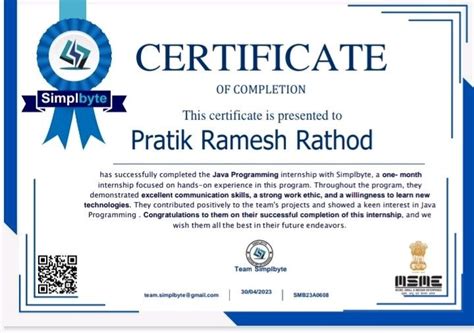 Pratik Rathod On Linkedin Internship Simplbyte Javaprogramming
