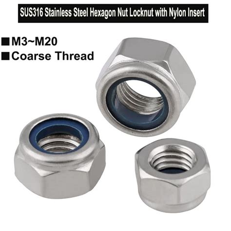 SUS316 Prevailing Torque Type Hexagon Thin Nuts With Non Metallic Insert M3 M4 M5 M6 M8 M10 M12