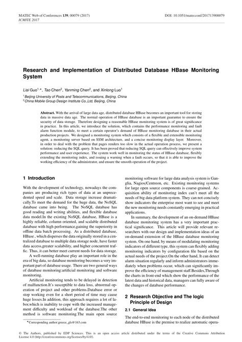 Pdf Research And Implementation Of Distributed Database Hbase