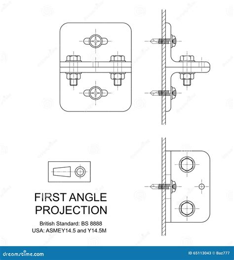 First 1 St Angle Projection Orthographic View Technical