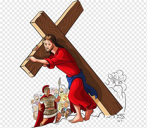 그림 예수의 십자가를 수행 십자가 만화 가상의 인물 Png Pngwing
