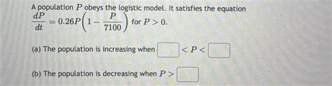 Solved A Population P ﻿obeys The Logistic Model It
