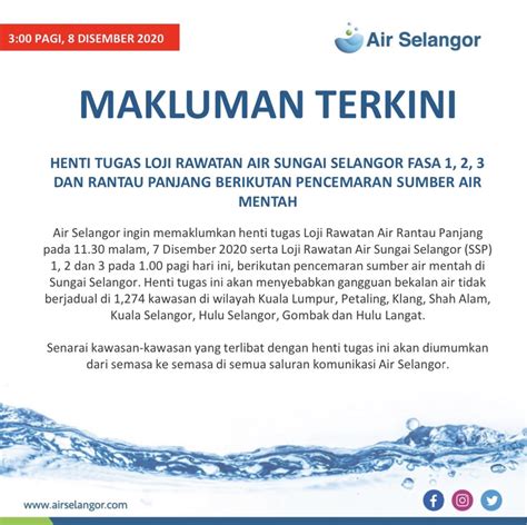 Updated Air Selangor Sg Selangor Contamination Causes Water