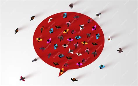Premium Vector Large Group Of People Standing Around Chat Bubble