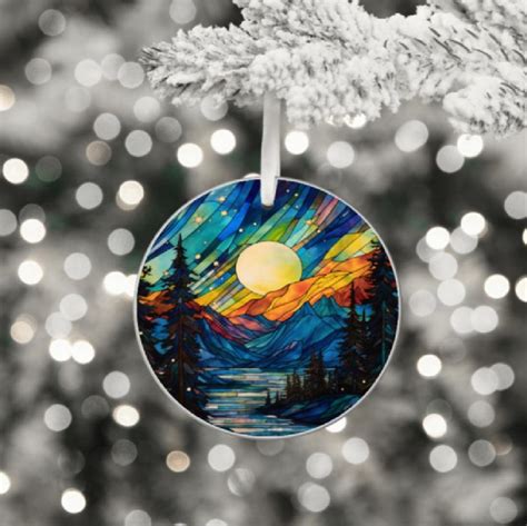 Northern Lights Stained Glass Looking Ornament Aurora Borealis