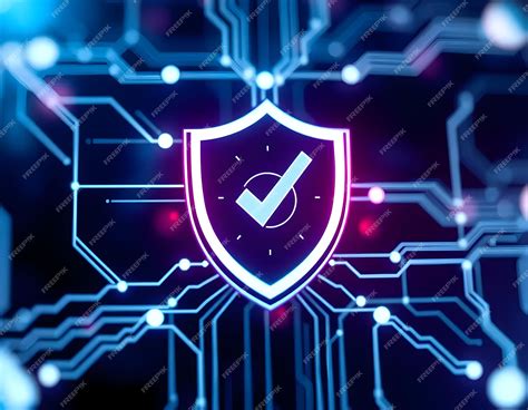 Wireframe Shield With Checkmark Secure Cybersecurity Symbol Concept Premium Ai Generated Image