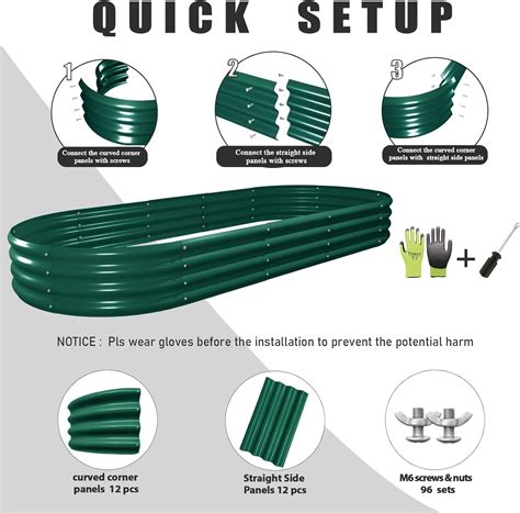Tramull 2 Pack 8x3x1ft Galvanized Raised Garden Bed Large Metal Planter