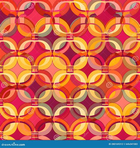 Colorful Geometric Pattern Of Interlocking Shapes In Shad Three Generative Ai Stock Illustration