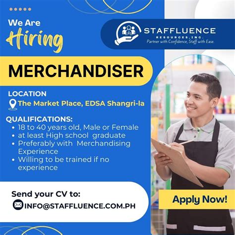 MERCHANDISERS Edsa Shangri La Plaza Mall Jobs Opportunities Sales