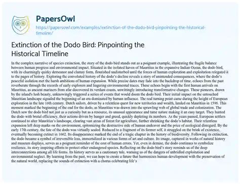 Extinction Of The Dodo Bird Pinpointing The Historical Timeline Free