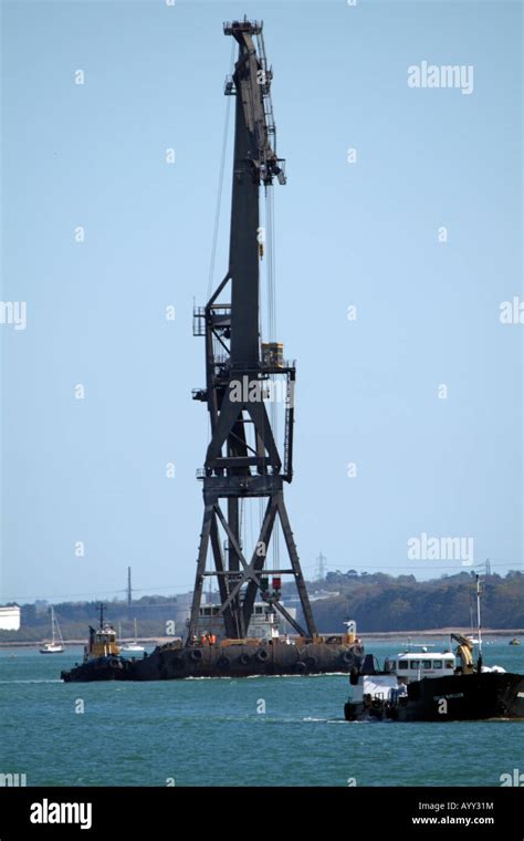 Hlv Canute Floating Crane Barge In The Port Of Southampton England
