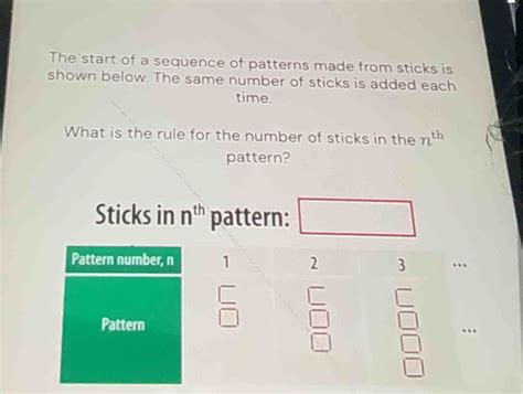 Solved The Start Of A Sequence Of Patterns Made From Sticks Is Shown