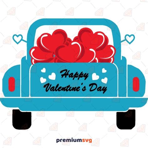 Blue Happy Valentines Day Truck Svg Cut Files Premiumsvg