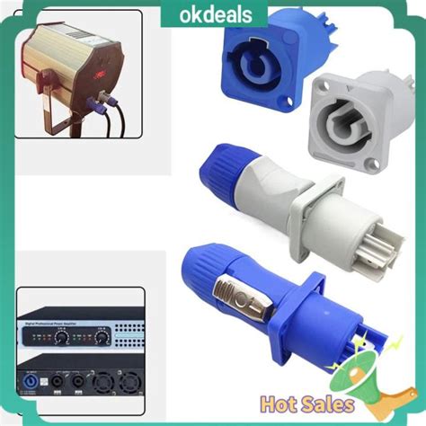 OKDEALS 250V Powercon Connector 3 PIN 20A NAC3FCA NAC3FCB AC Male Plug 20A Aviation Socket Blue