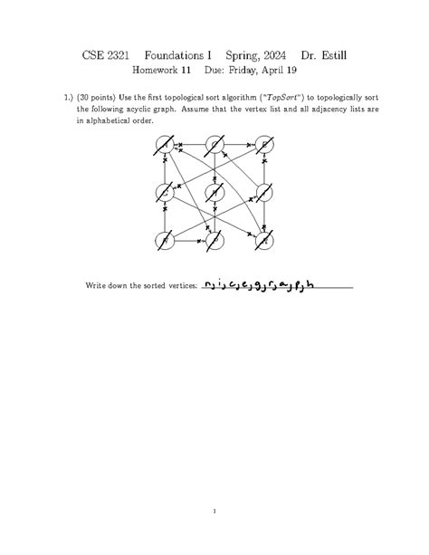 Cse2321hw11 Homework 11 Cse 2321 Foundations I Spring 2024 Dr