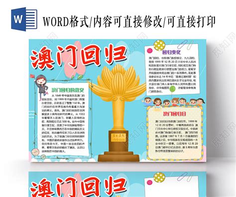 澳门回归的画手抄报澳门回归手抄报简单 伤感说说吧