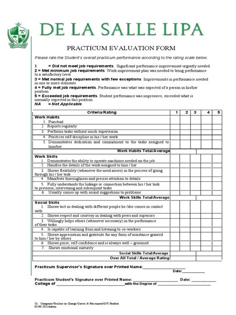 Ojt Evaluation Form 2012 Pdf Cognitive Psychology Behavioural