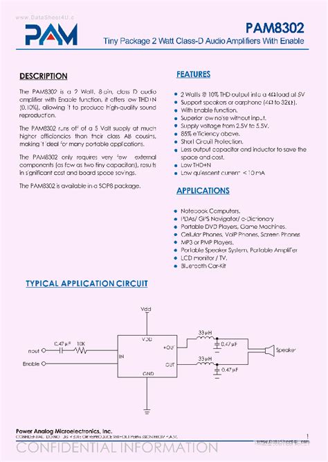 PAM8302_168165.PDF Datasheet Download --- IC-ON-LINE