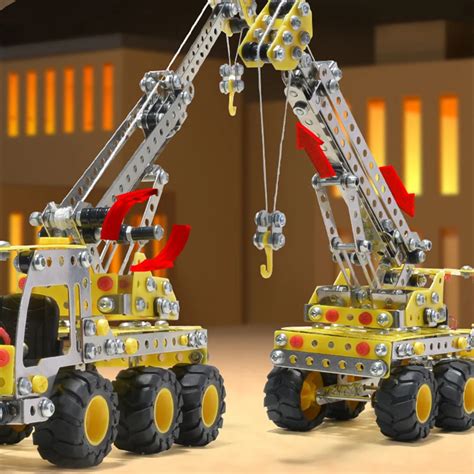 3D Metal Building Block Assembly Model Excavator Tipper Truck Crane DIY