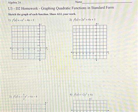 Solved U3 D2 Homework Graphing Quadratic Functions In