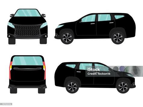 白い背景に黒いsuv車のビューのセット イラストベクトル 側面 前面 背面 Suvのベクターアート素材や画像を多数ご用意 Suv