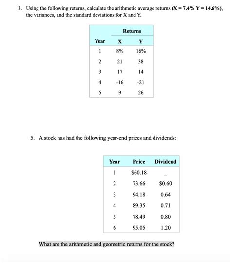 Solved Using The Following Returns Calculate The Arithmetic