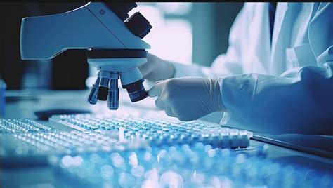 Premium Photo Laboratory Technician Performs Microscopic Bacteriological Examination Testing