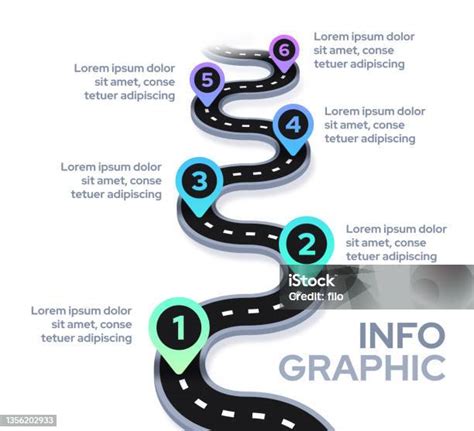 Road Path Progress Infographic Design向量圖形及更多彎曲的路圖片 彎曲的路 小徑 路 Istock