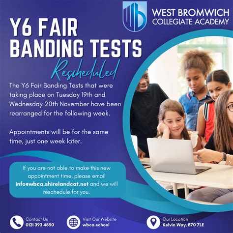Rescheduling Of Fair Banding Tests West Bromwich Collegiate Academy