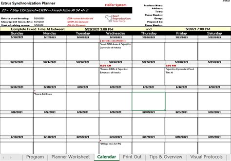 Using The Estrus Synchronization Planner