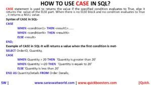 HOW TO USE CASE IN SQL QuickBoosters